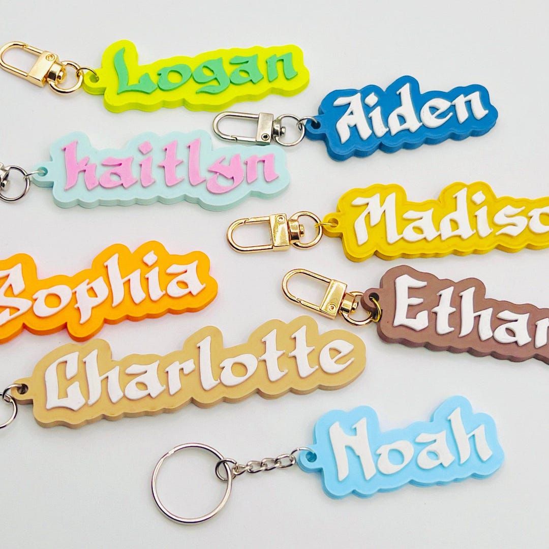 Personalized Keychain - Two-tone - Custom Colors & Text - Bag Charm ...