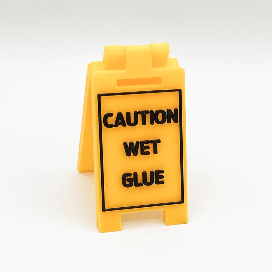 CAUTION WET GLUE - Mini Floor Sign - Custom Colors - 3D Printed - Etsy