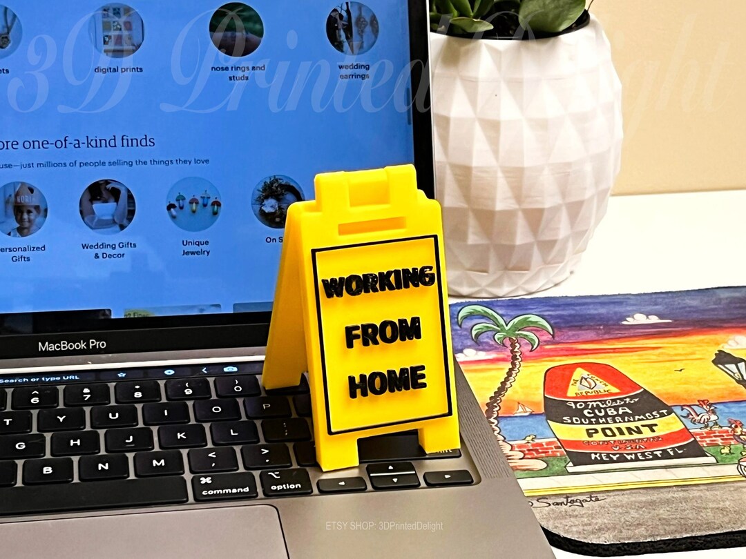 WORKING FROM HOME Mini Floor Sign Custom Colors 3D Printed - Etsy