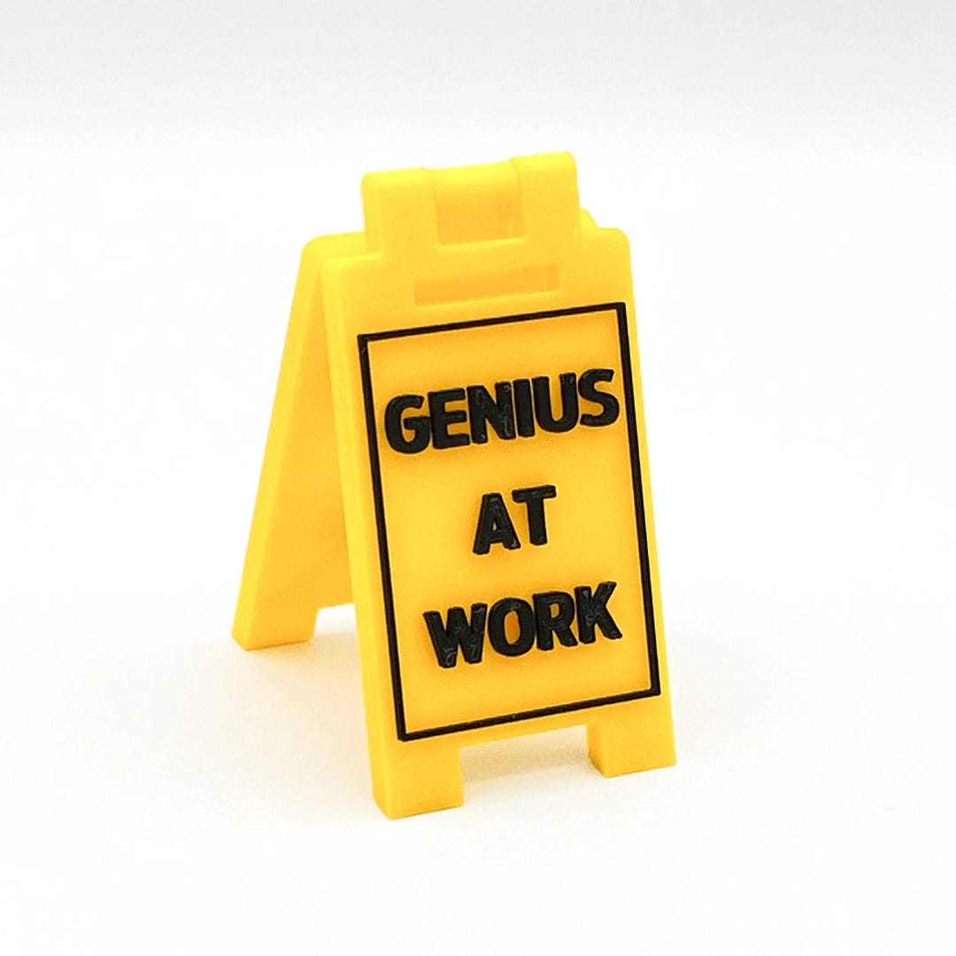GENIUS AT WORK - Mini Floor Sign - Custom Colors - 3D Printed - Etsy