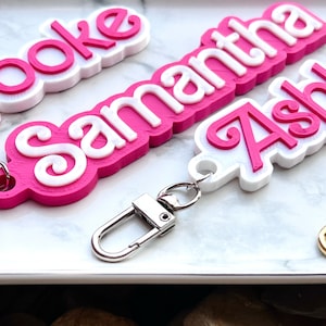 Personalized Keychain Two-tone Custom Colors & Text Bag Charm / Key ...