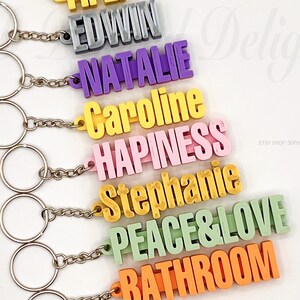 Personalized Text Keychain Customizable Bag Charm / Key Ring / Name Tag ...
