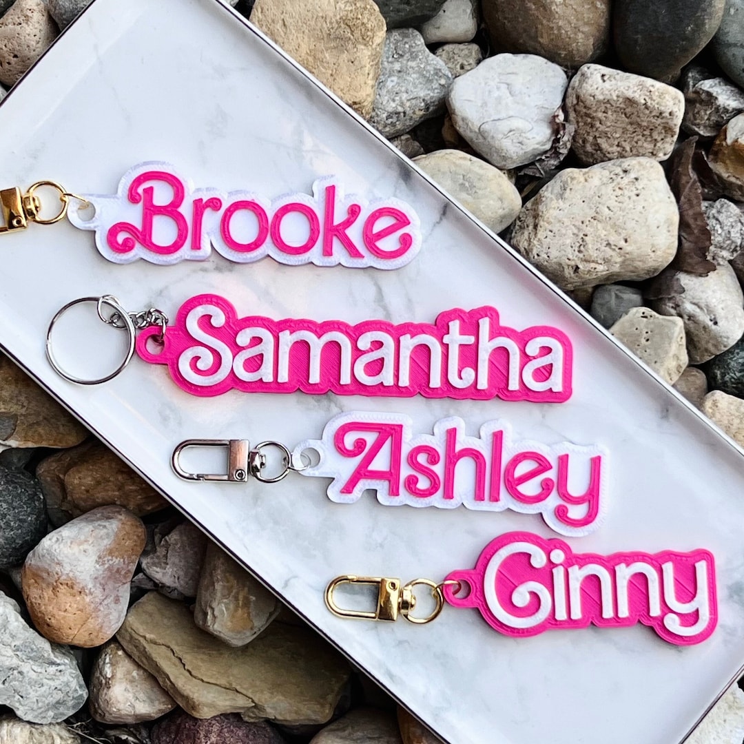 Personalized Keychain Two-tone Custom Colors & Text Bag Charm / Key ...