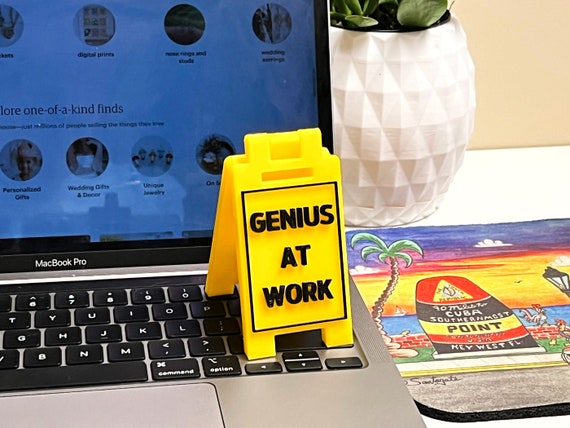 GENIUS AT WORK Mini Floor Sign Custom Colors 3D Printed - Etsy