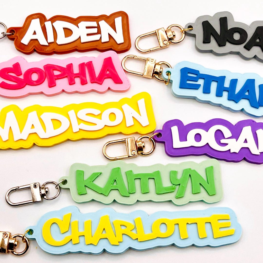 Personalized Keychain - Two-tone - Custom Colors & Text - Bag Charm ...