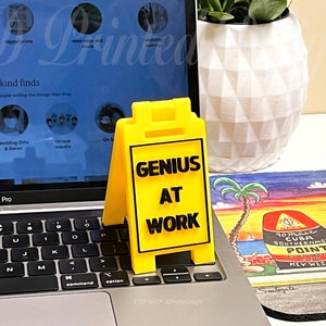 GENIUS AT WORK Mini Floor Sign Custom Colors 3D Printed - Etsy