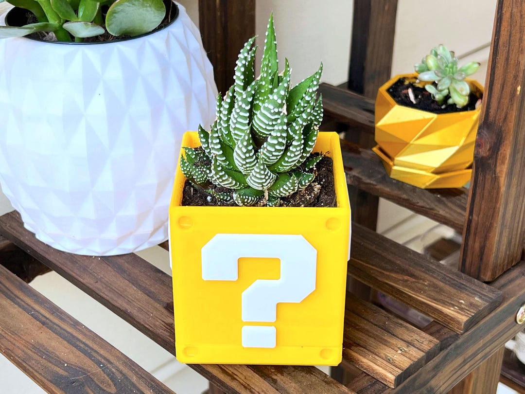Super Mario Inspired Question Block Succulent Planter Pot With Drain ...