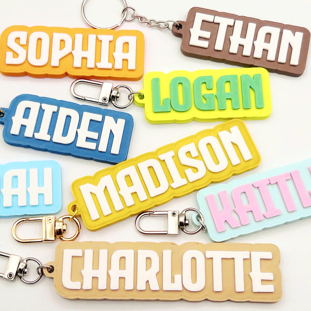 Personalized Keychain - Two-tone - Custom Colors & Text - Bag Charm ...