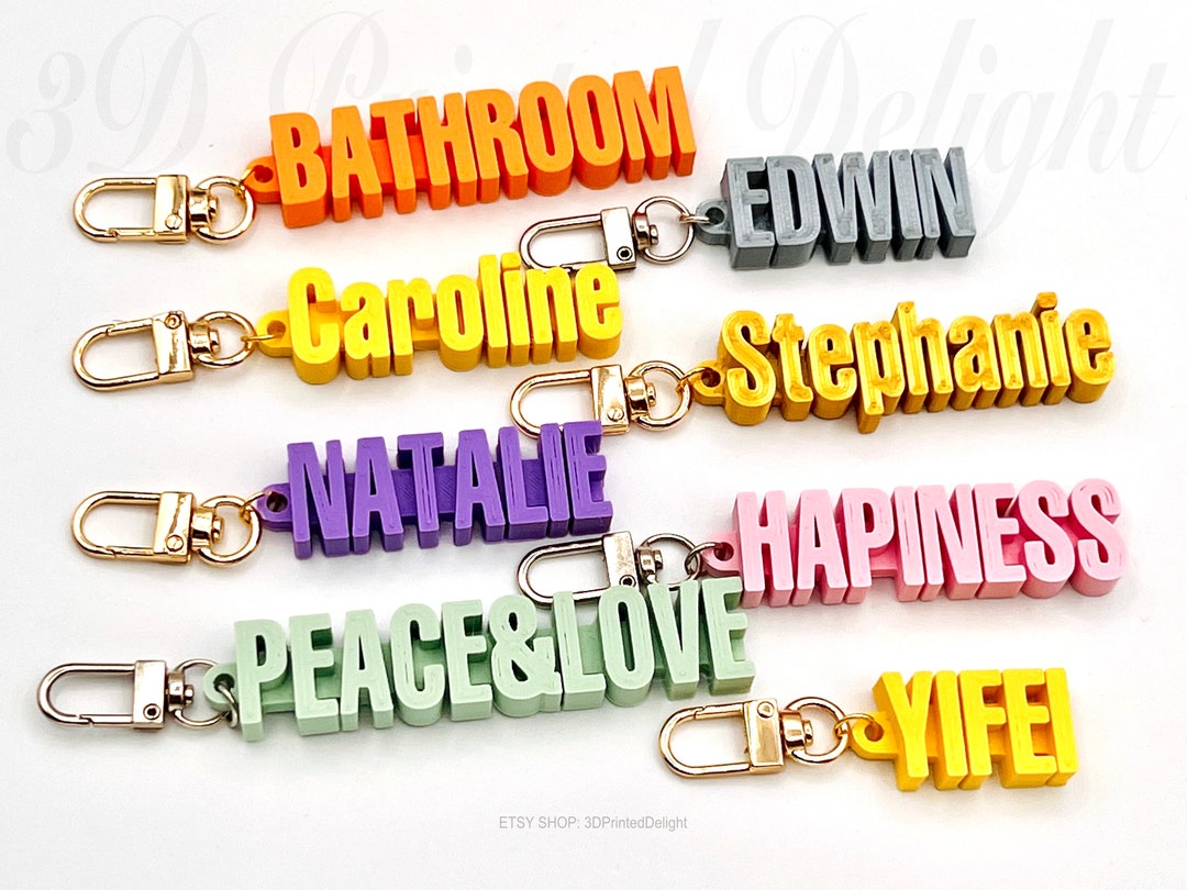 Personalized Text Keychain - Customizable Bag Charm / Key Ring / Name ...