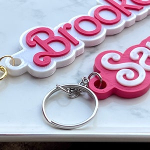 Personalized Keychain Two-tone Custom Colors & Text Bag Charm / Key ...