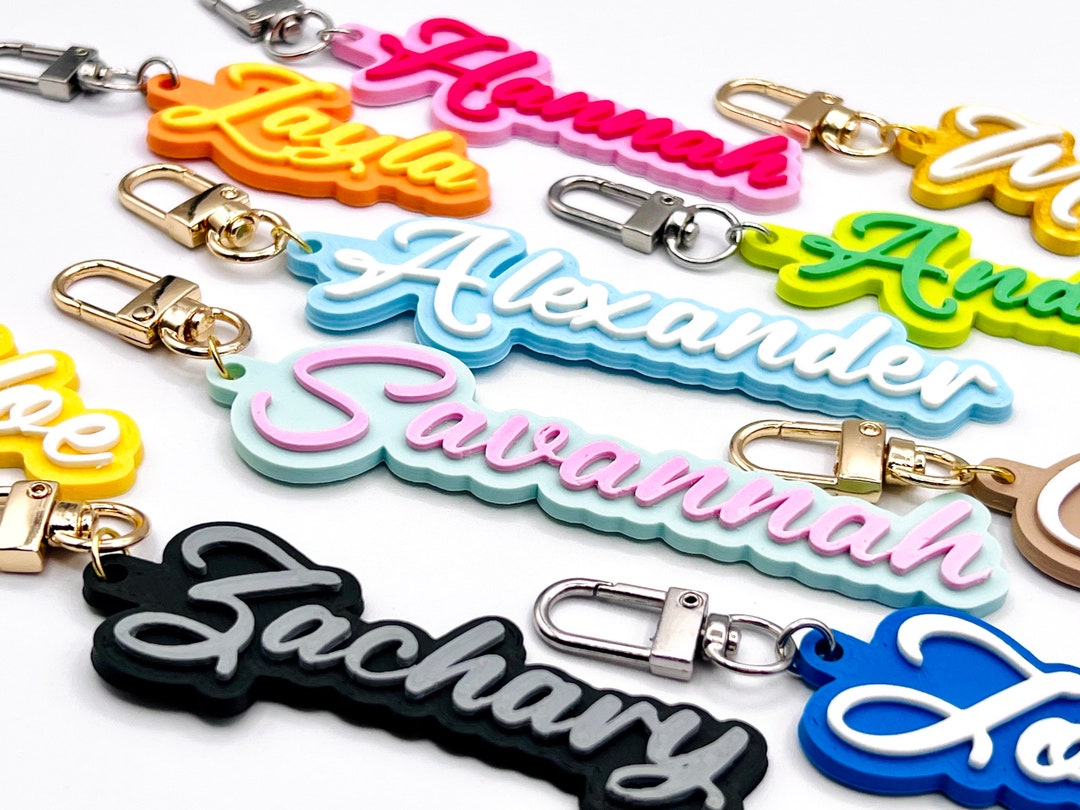 Personalized Keychain - Two-tone - Custom Colors & Text - Bag Charm ...