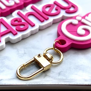 Personalized Keychain Two-tone Custom Colors & Text Bag Charm / Key ...