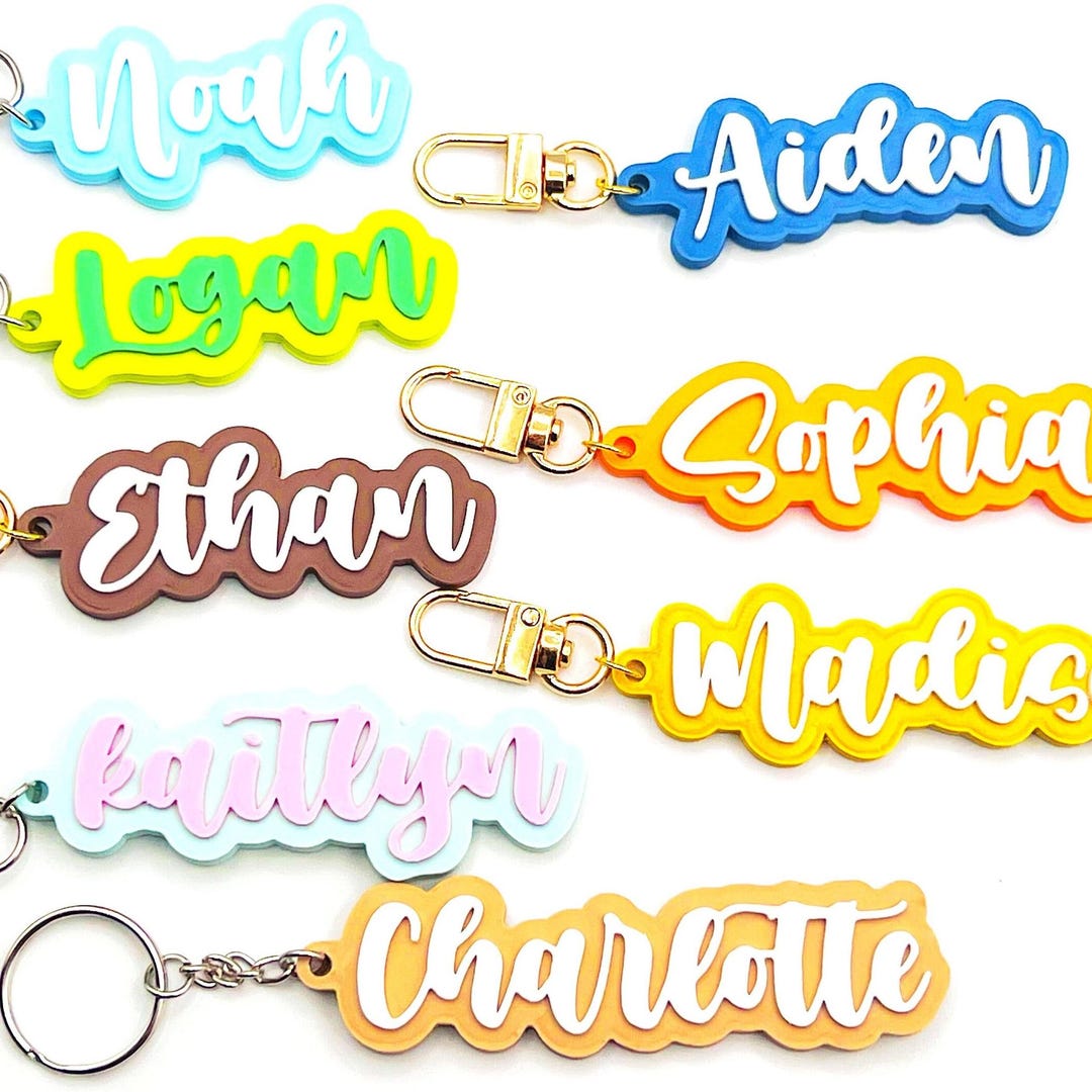 Personalized Keychain - Two-tone - Custom Colors & Text - Bag Charm ...