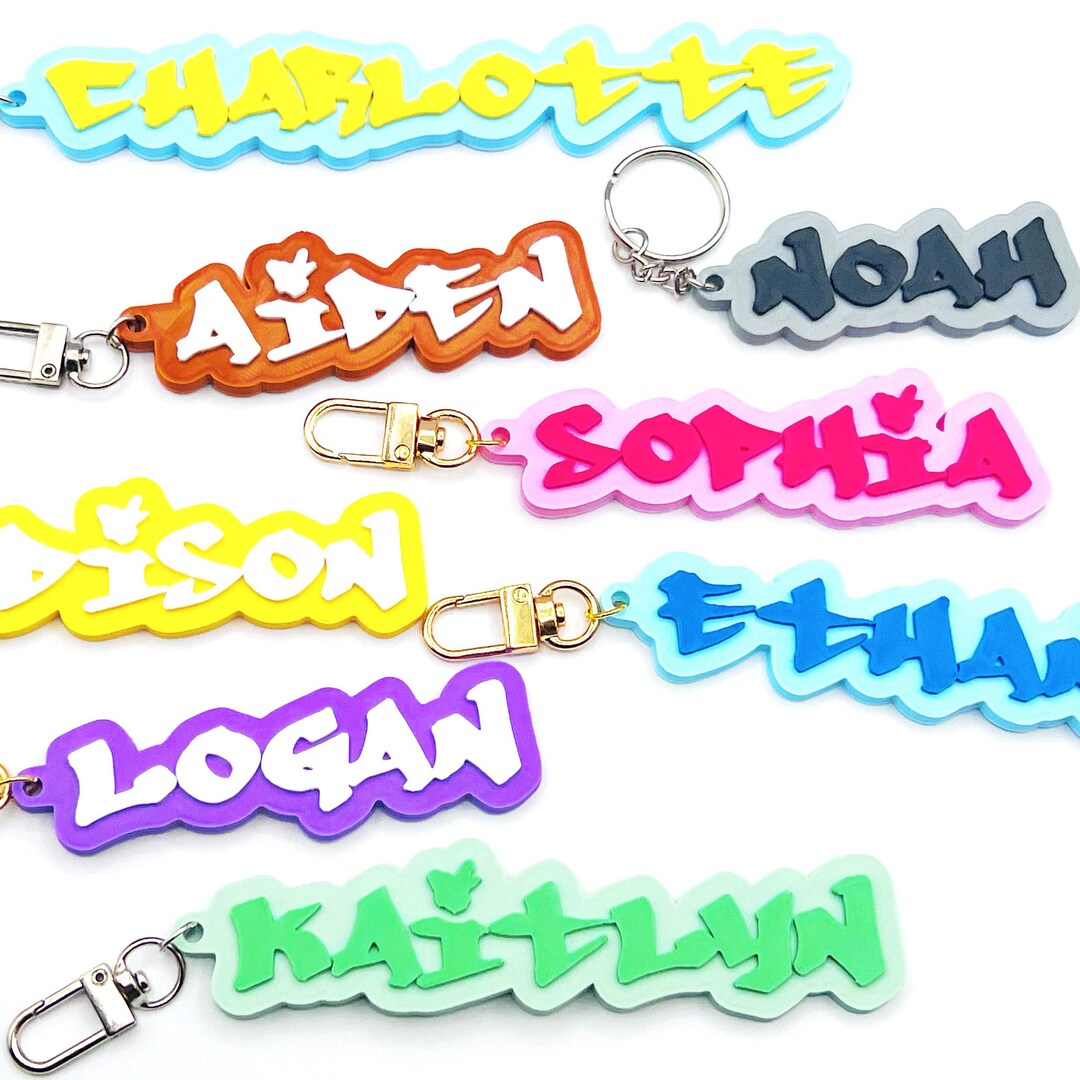 Personalized Keychain - Two-tone - Custom Colors & Text - Bag Charm ...