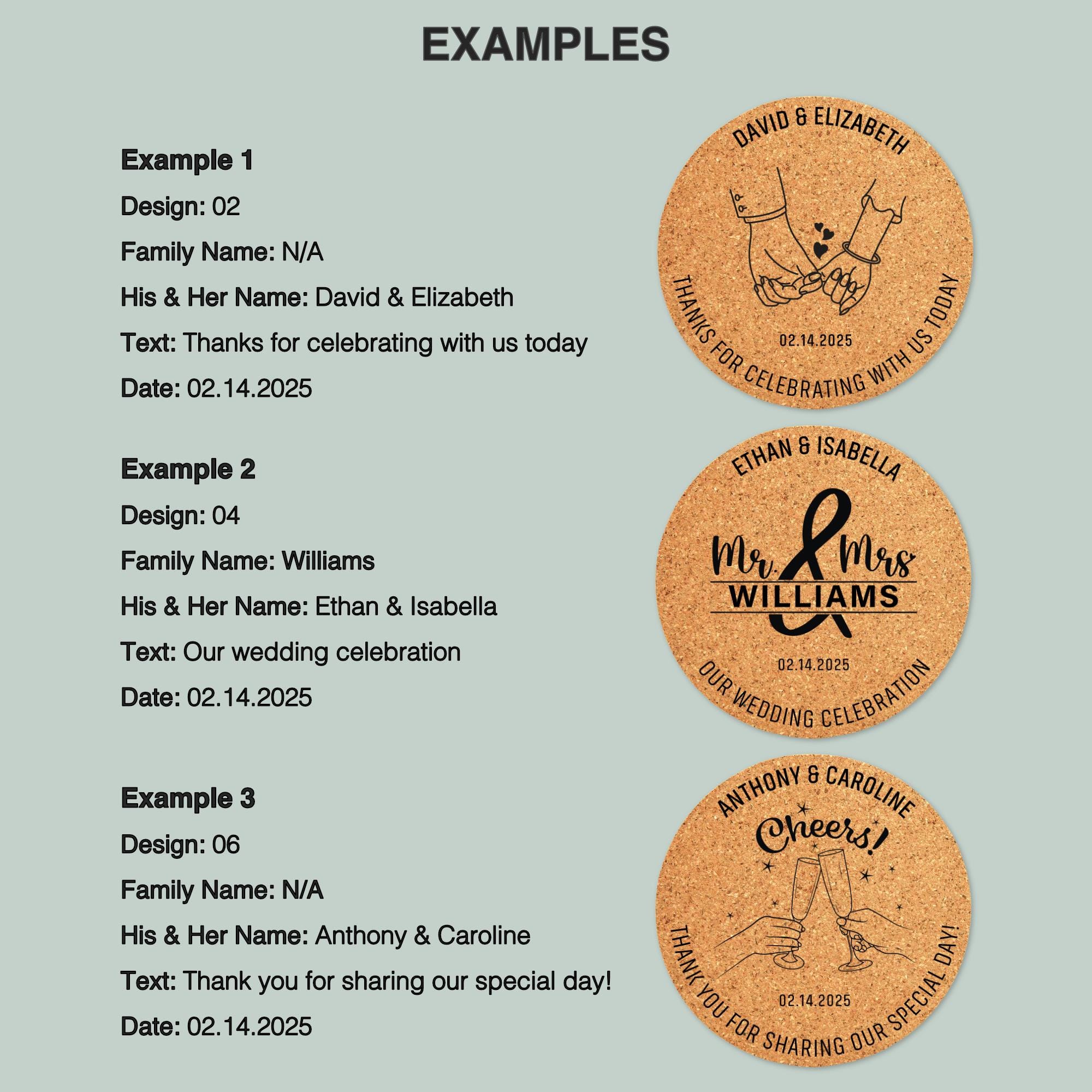 Personalized Wedding Cork Coasters - Custom Valentines Day Coasters ...