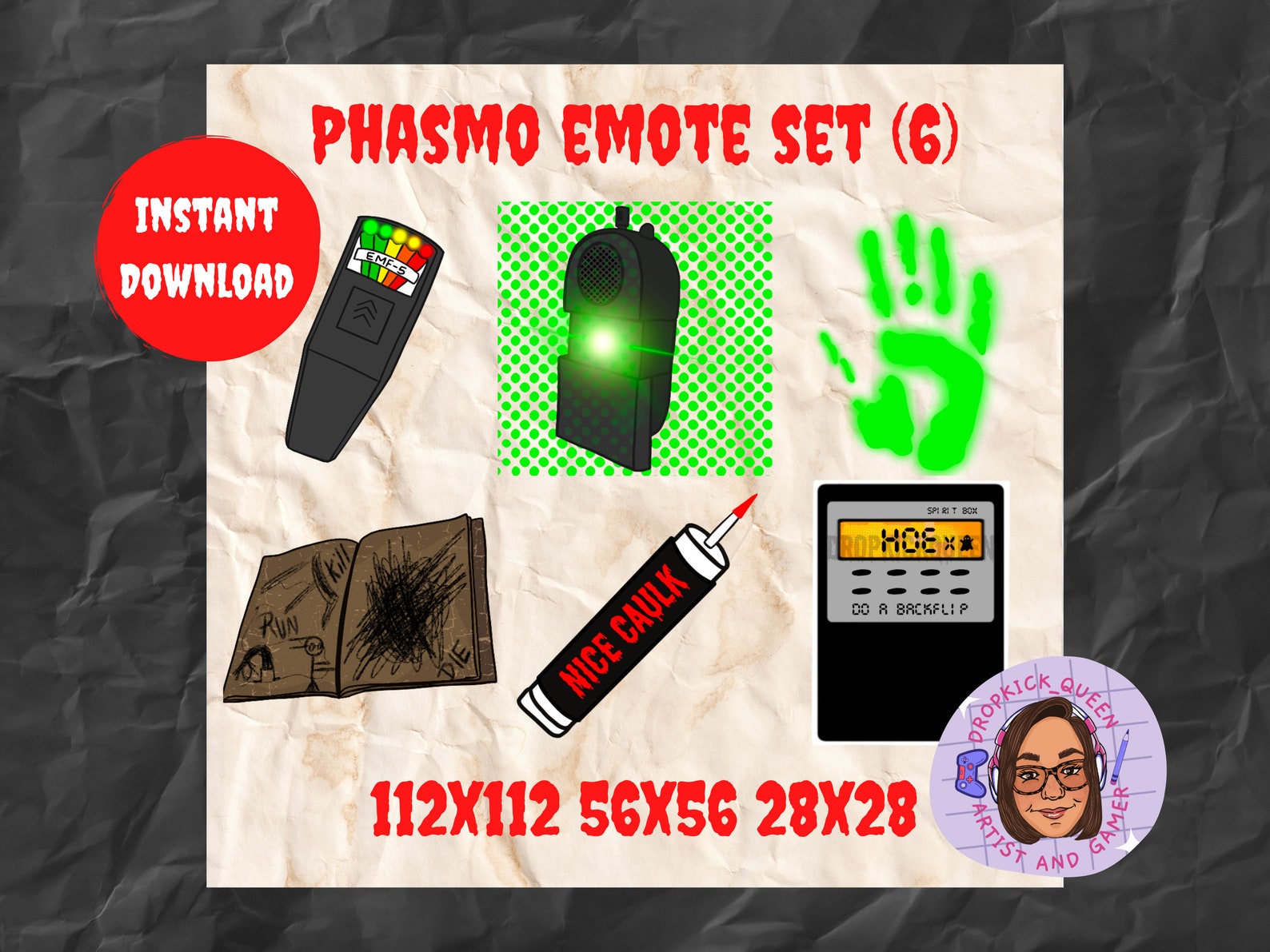 Phasmophobia Twitch Emotes Set | Hand Drawn, Gaming Stream (digital ...