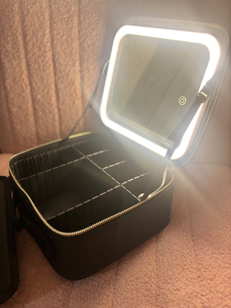 PINK BLACK White Makeup Travel Case LED Mirror 3 Color Adjustable ...