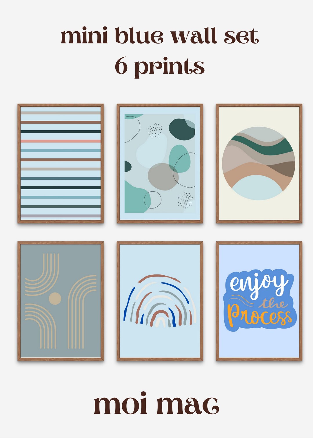 Minimal Blue Boho Style Gallery Wall Set Blue Boho Art - Etsy