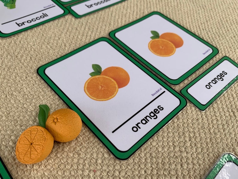 Montessori 3 Part Cards & Fruits and Vegetables Object Matching ...