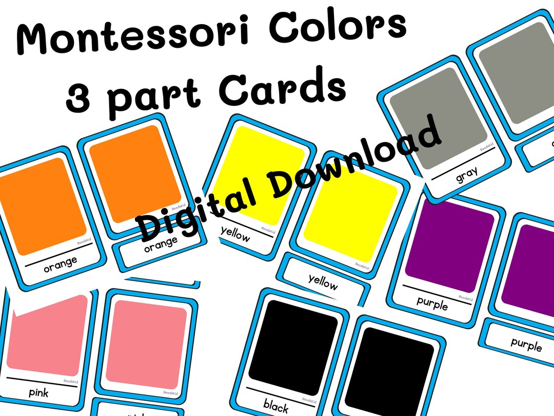 Montessori Colors-3 Part Cards-nomenclature Cards - Etsy