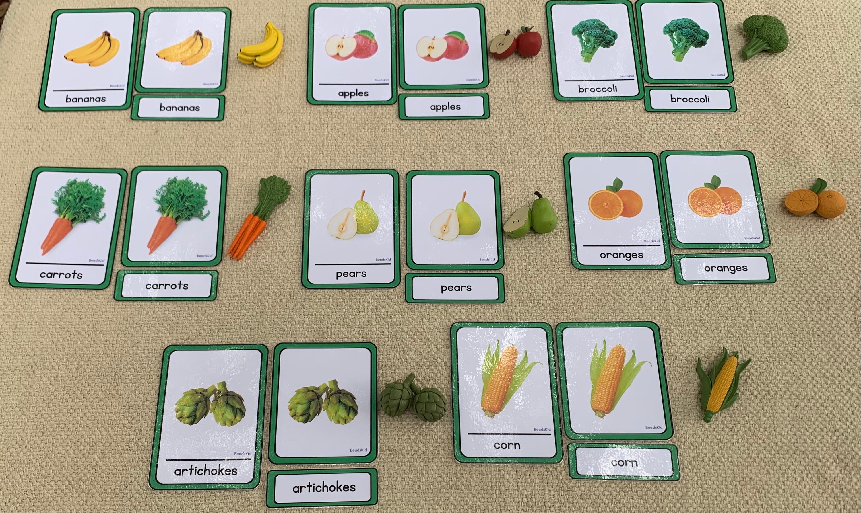Montessori 3 Part Cards & Fruits and Vegetables Object Matching ...
