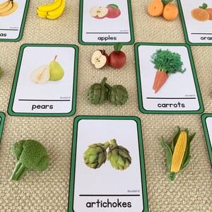 Montessori 3 Part Cards & Fruits and Vegetables Object Matching ...