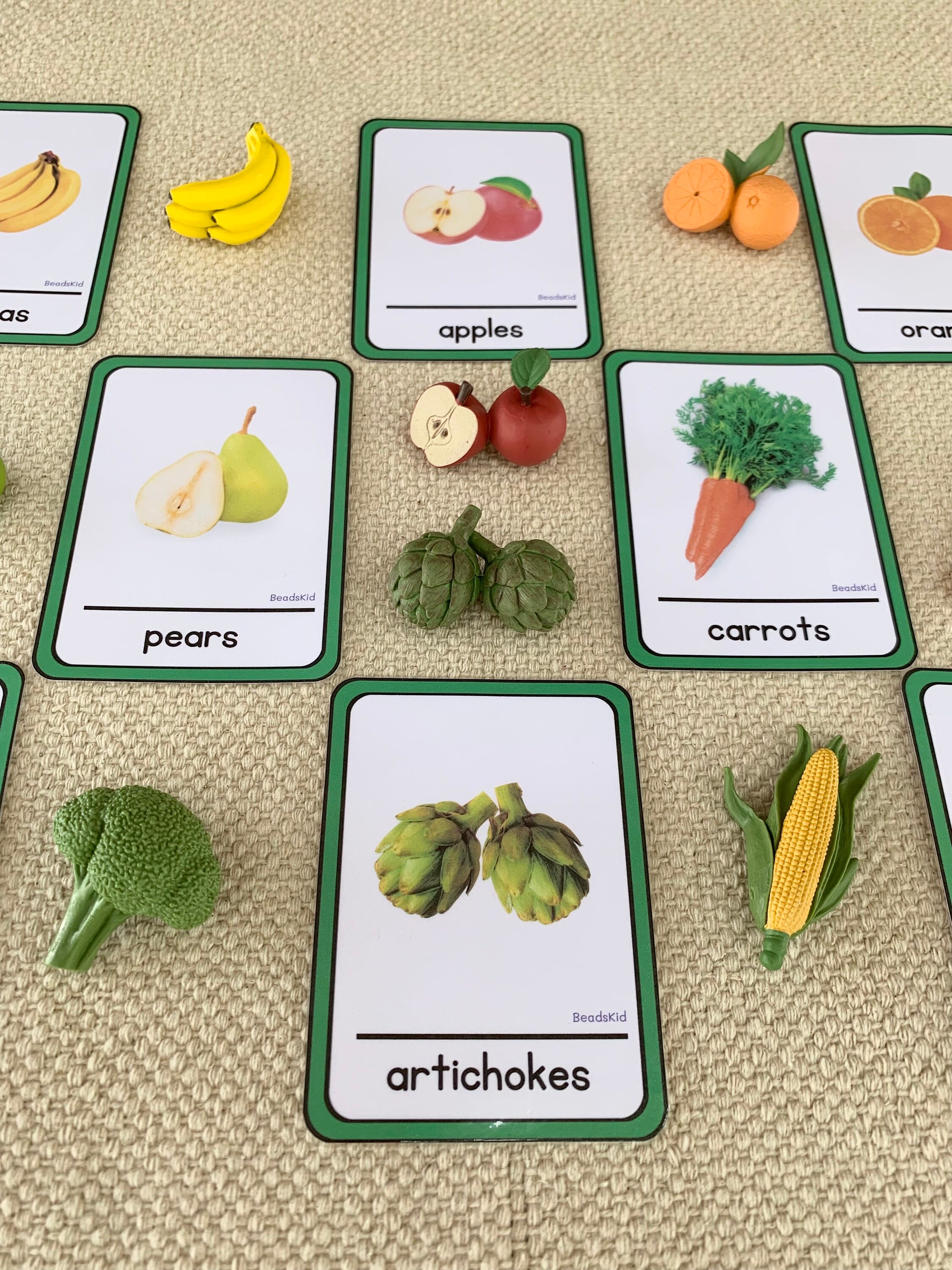 Montessori 3 Part Cards & Fruits and Vegetables Object Matching ...