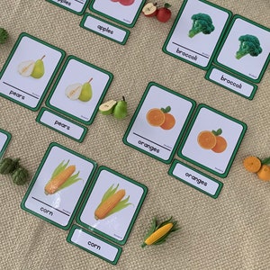 Montessori 3 Part Cards & Fruits and Vegetables Object Matching ...