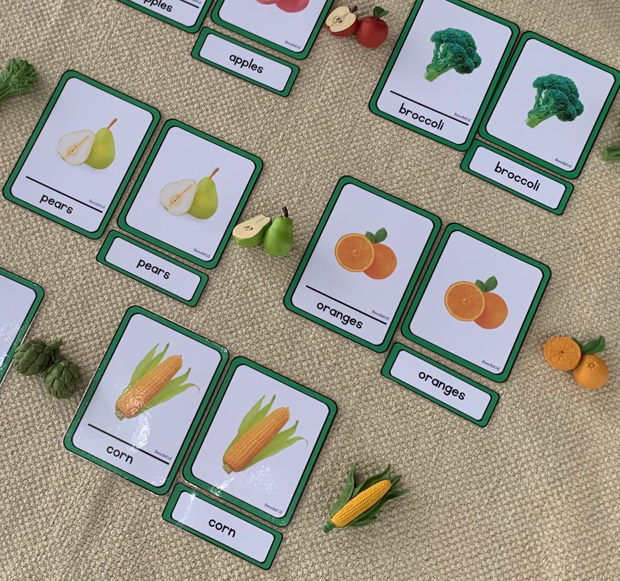 Montessori 3 Part Cards & Fruits and Vegetables Object Matching ...