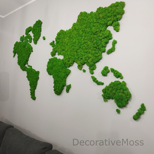 World Map With Moss World Map With Reindeermoss on a - Etsy