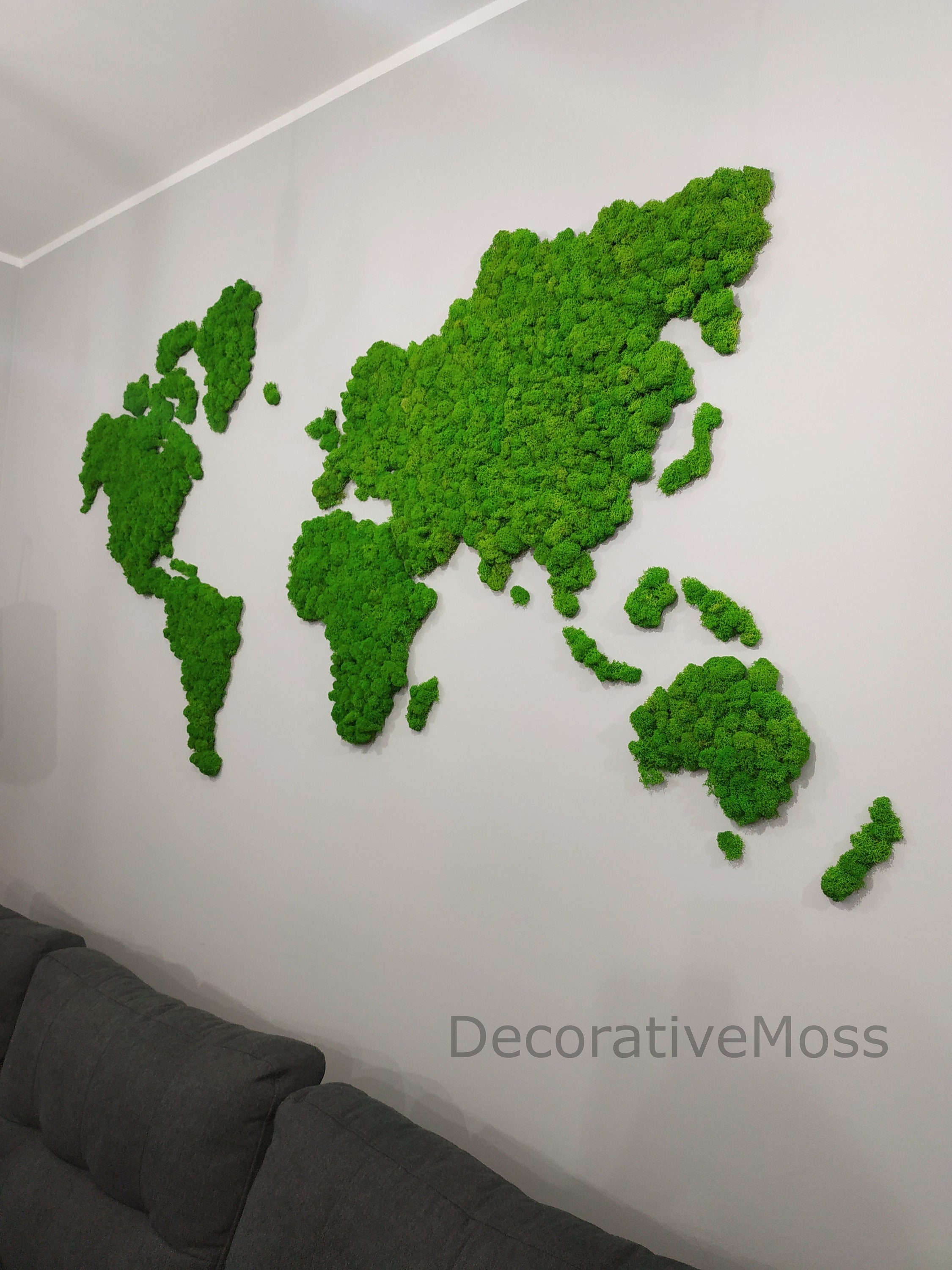 World Map With Moss World Map With Reindeermoss on a - Etsy
