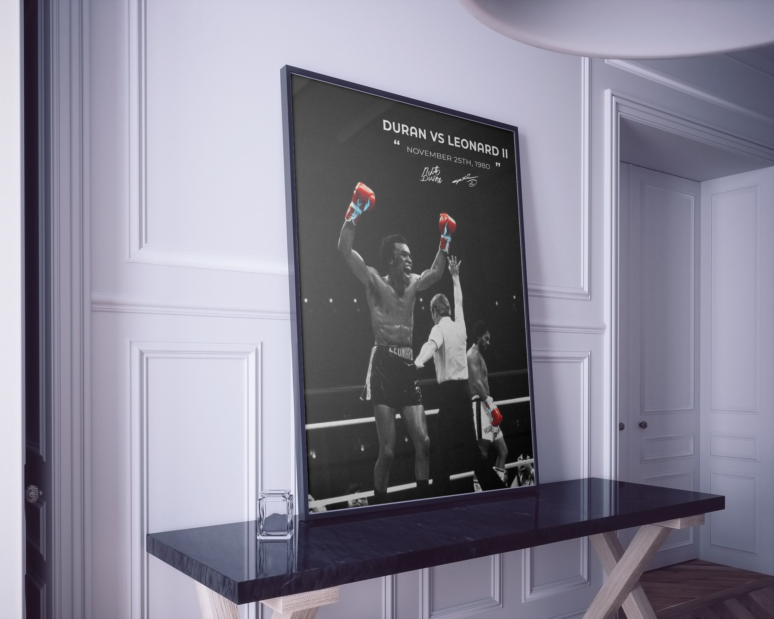 Roberto Durán Vs Sugar Ray Leonard II Poster, Boxing Poster, Boxing Art ...