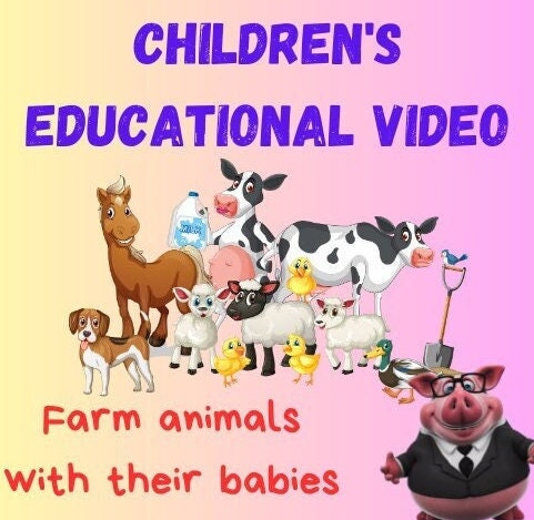 Kids Educational Video Farm Animals With Their Babies Children's ...