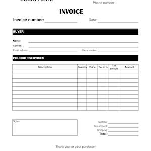 Invoice Template Excel With Logo - Professional Excel and PDF Formats ...
