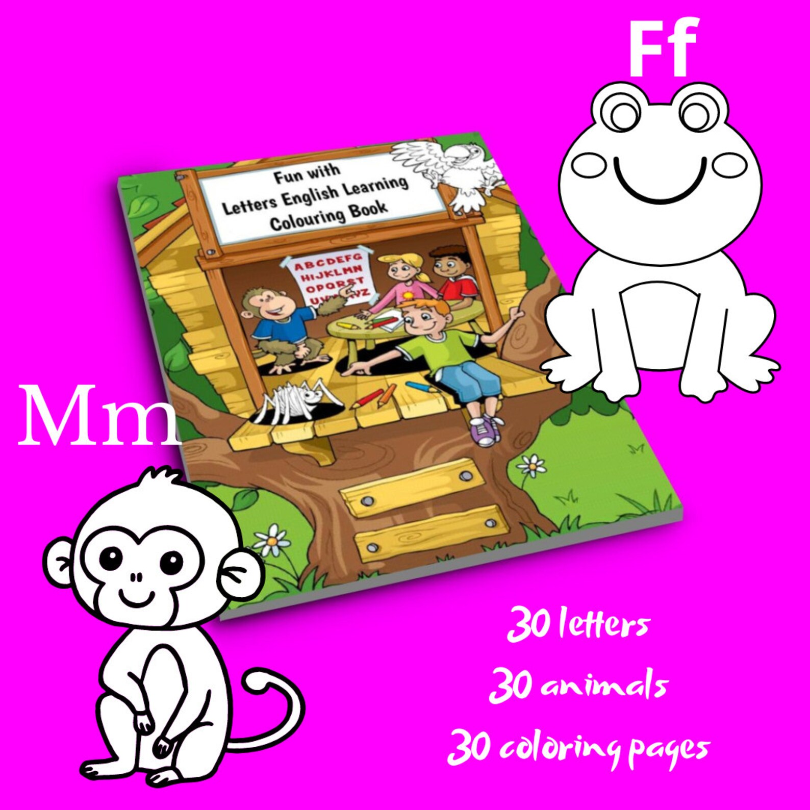Coloring Learning English Alphabet Letters Ebook - Fun With Learning - Etsy