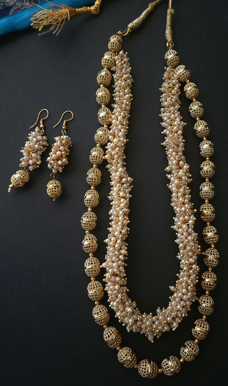 Trendy Southindian Style Mala Set With Earrings. - Etsy