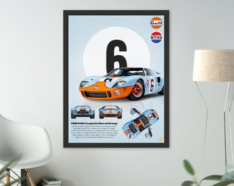 Ford GT40 in Gulf Colours No 6 Poster Print Original Art - Etsy