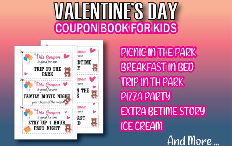 30 Valentine's Day Coupon Book for Kids Coupons Digital Template ...