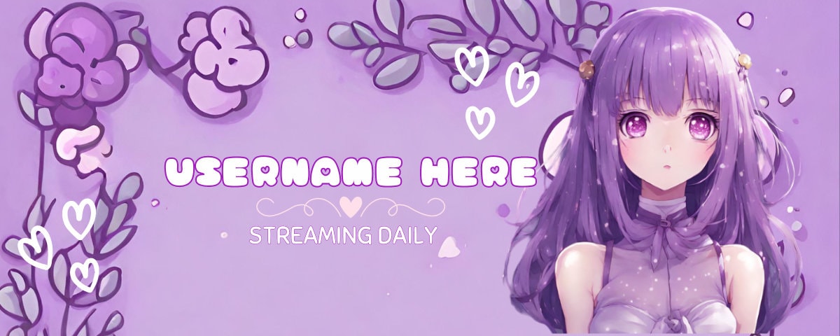 Editable Pro Canva I Purple Anime Girl Clouds Kawaii I Discord I Twitch ...