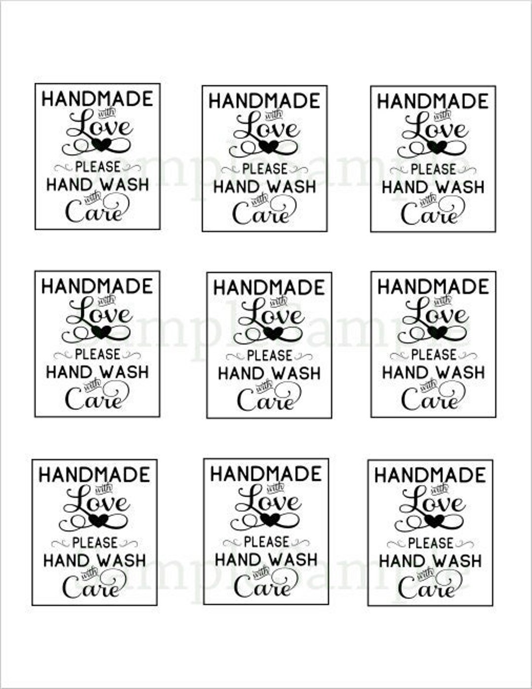 PDF Instruction Handmade With Love Please Hand Wash With Care Care ...