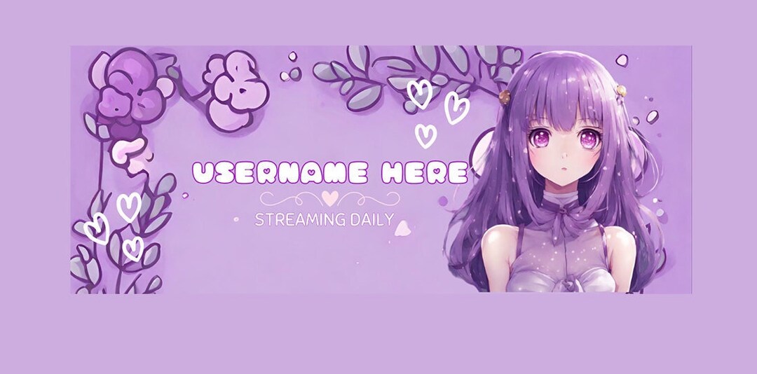 Editable Pro Canva I Purple Anime Girl Clouds Kawaii I Discord I Twitch ...