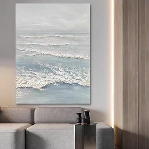 Abstract Blue Nordic Ocean Art 3D Textured Painting on Canvas Nordic ...