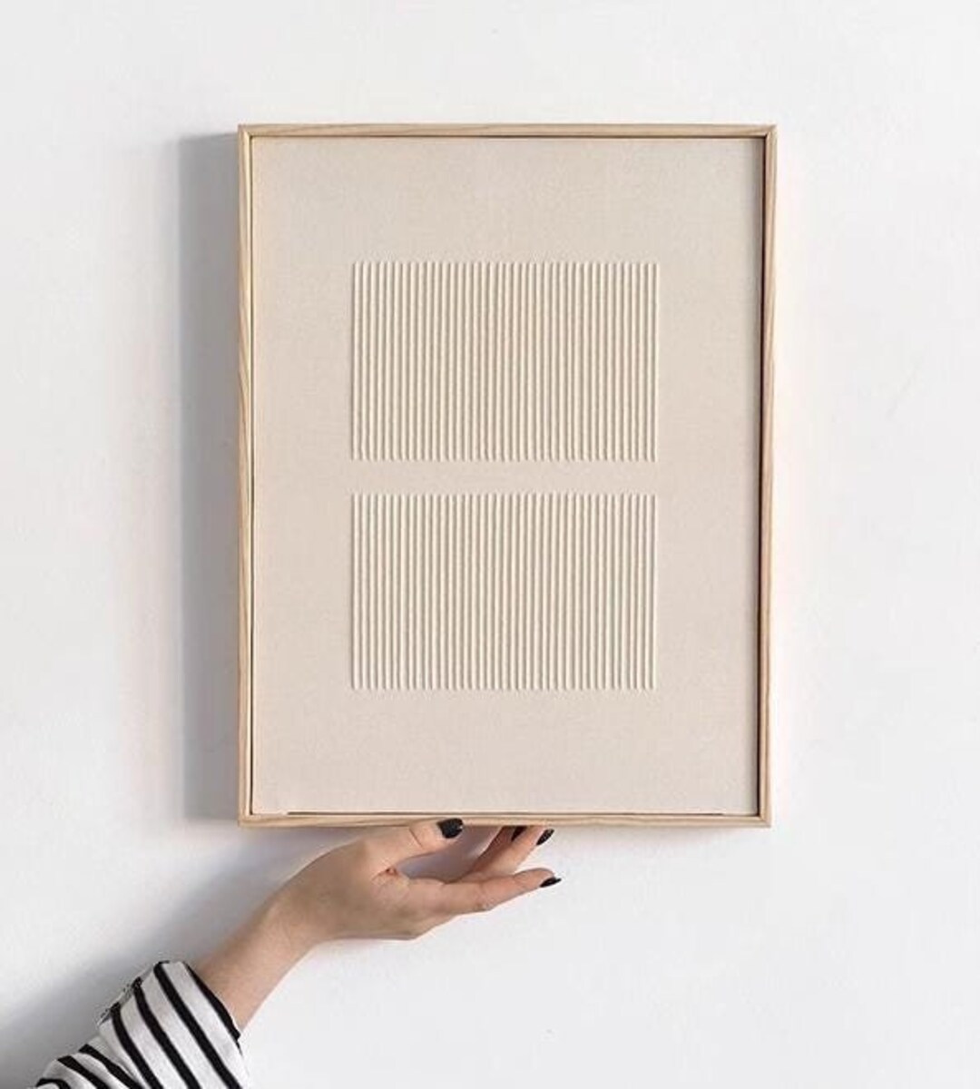 White Abstract Handmade Art Linear Harmony Minimalism 3D Textured ...