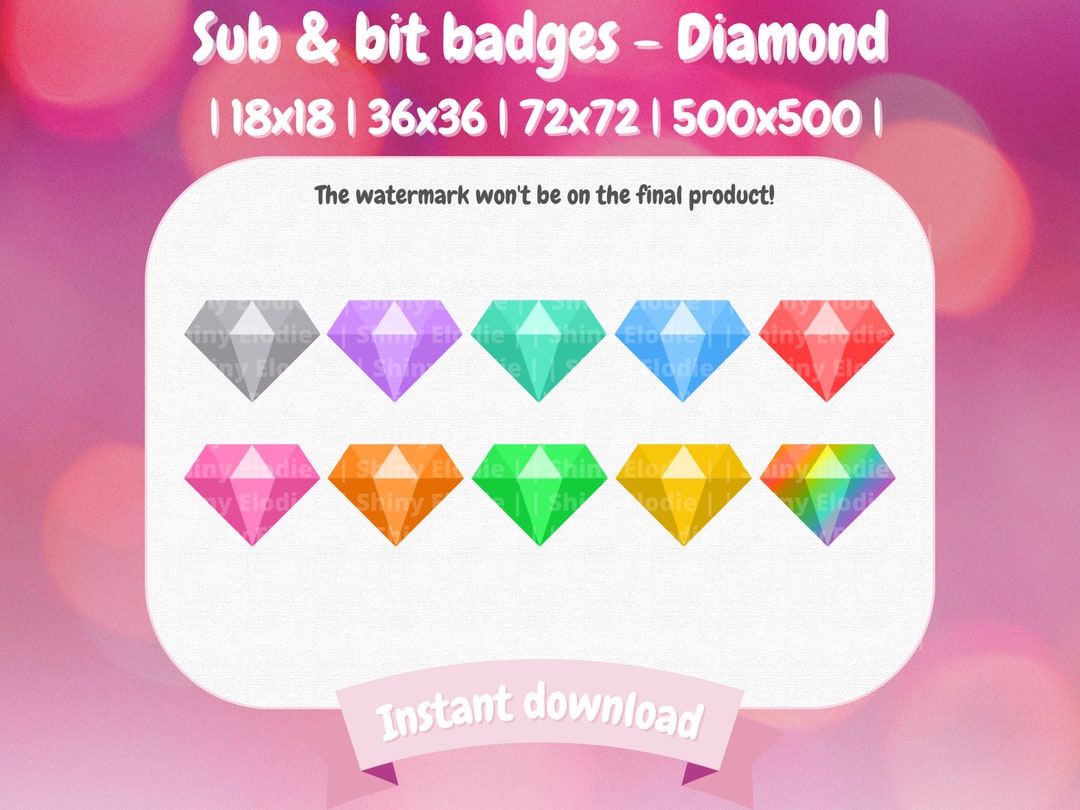 10 Twitch Sub and Bit Badges - Diamond | Twitch Badges | Twitch Bits ...