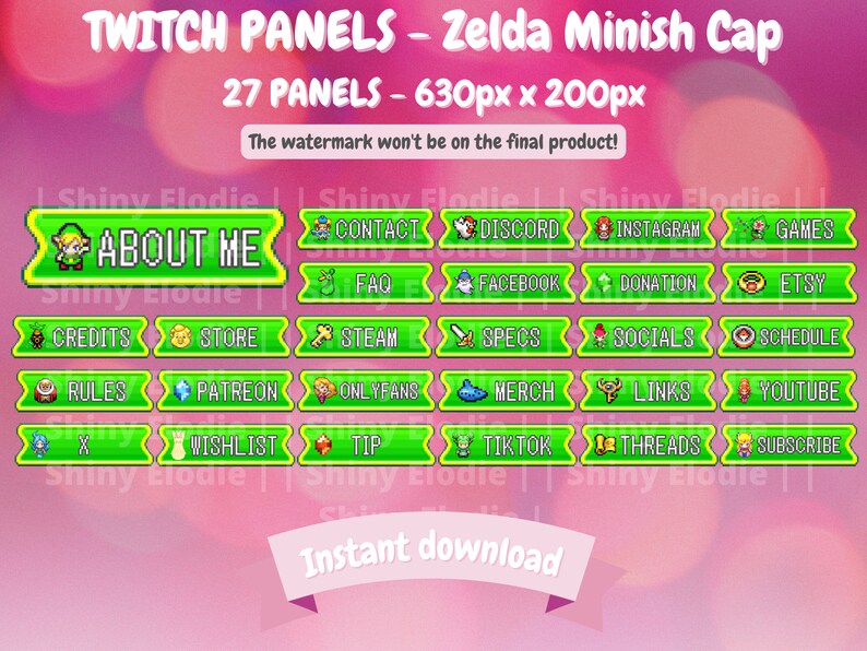 Twitch Panels - Zelda Minish Cap Style | Twitch Panels Set | Twitch ...