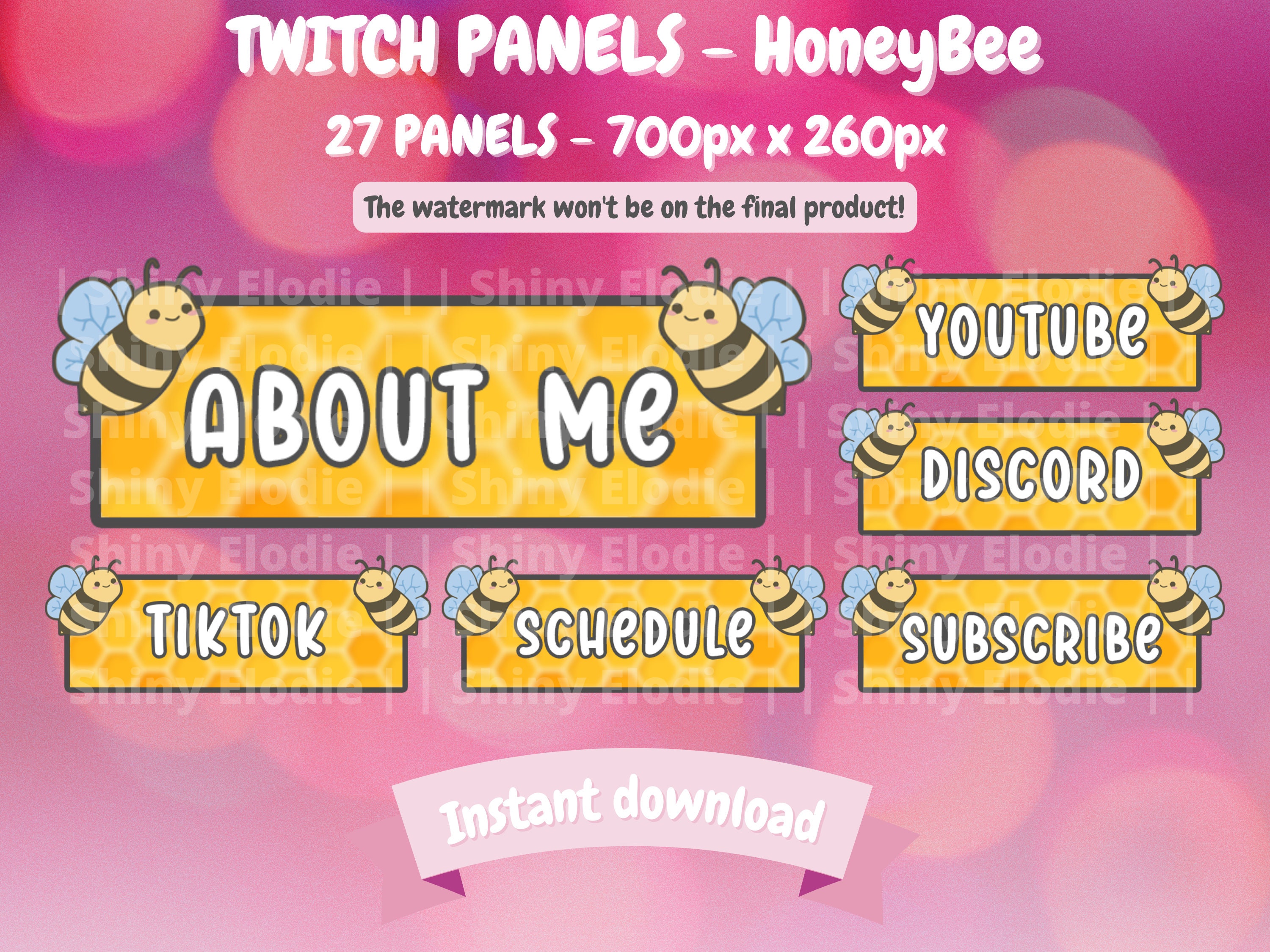 Twitch Panels - Honeybee | Twitch Panels Set | Twitch Panels Bundle ...
