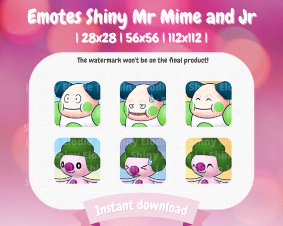 6 Twitch Emotes Pack Shiny Mr Mime and Mr Mime Jr | Etsy