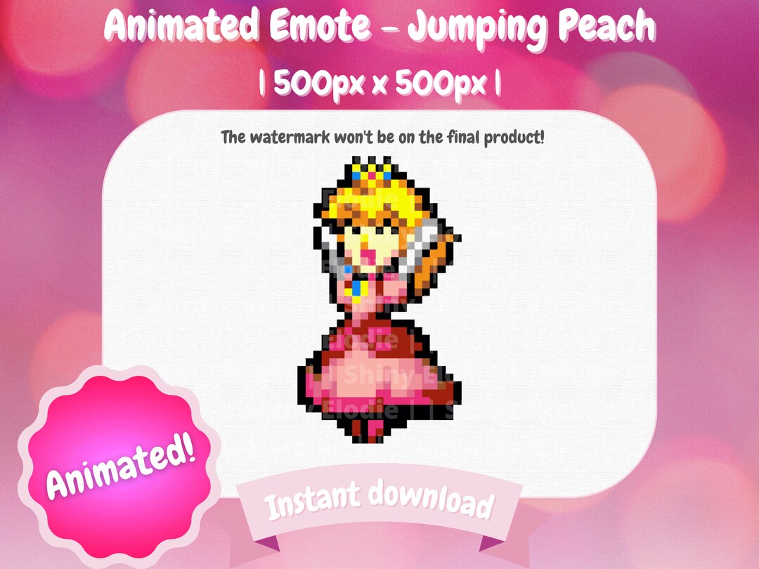 Twitch Animated Emote - Jumping Peach | Cute | Mario | Discord | Twitch ...