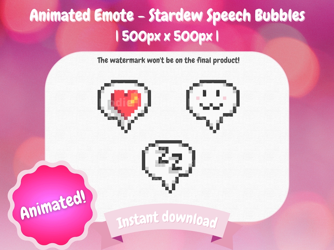 Twitch Animated Emote - 3 Stardew Valley Speech Bubbles (heart, Cute ...