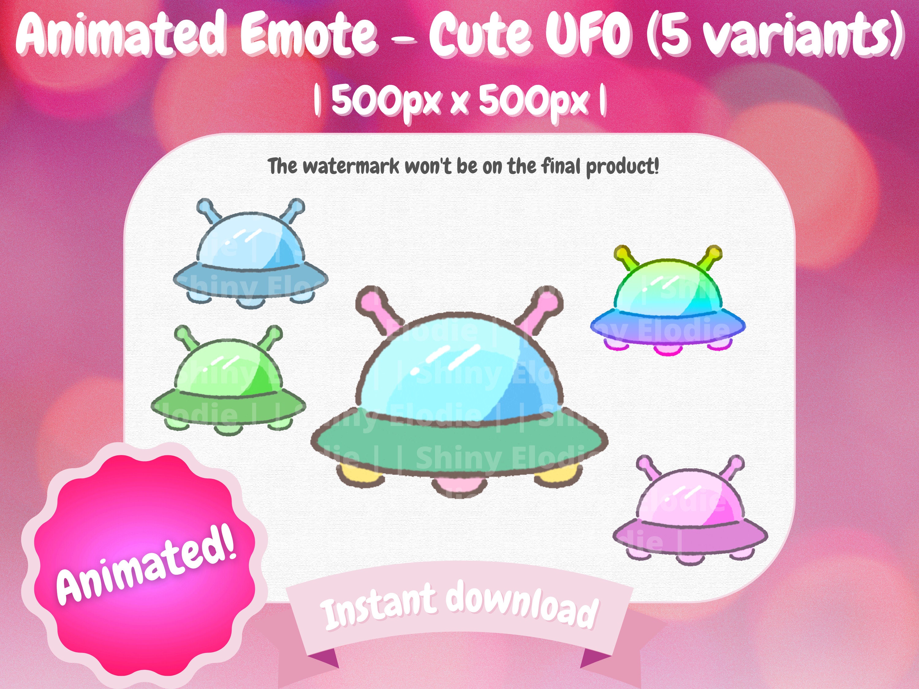 Twitch Animated Emote - Cute UFO | Cute | Rainbow | Alien | Discord ...